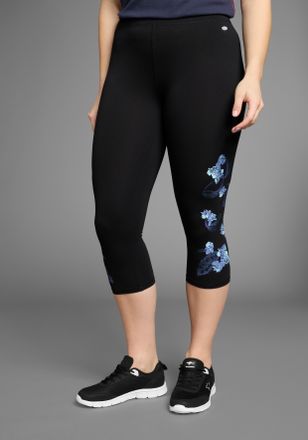 Kangaroos Leggings KANGAROOS, Damen, Gr. 40, N-Gr, schwarz (schwarz, bedruckt), Obermaterial: 95% Baumwolle, 5% Elasthan, schmal 3/4-L&auml;nge, Hosen Leggings, Gro&szlig;