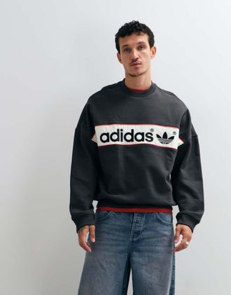 adidas Originals Sweatshirt im Signature-Colourblock-Design in Schwarz