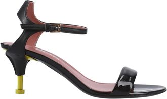 Premiata Femme, Chaussures, Noir, Taille: 40 EU Sandale en cuir verni avec d&eacute;tails citron vert