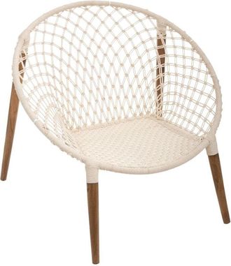 Atmosphera Atmosphera - Fauteuil Raina teck tressé coton blanc créateur dintérieur