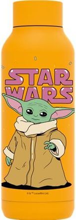 Quokka The Mandalorian Grogu Neon Thermosflasche, Edelstahl, massiv, Amber Gelb, 510 ml