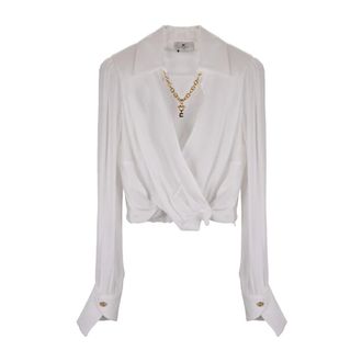 Elisabetta Franchi Femme, Blouses et Chemises, Blanc, Taille: 40 FR Viscose Blouse