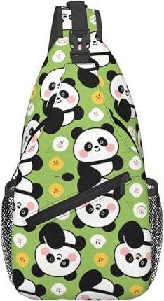 Generic Mode Sacoche Tactique Dessins de pandas mignons en dessin anim&eacute; Sac Bandouli&egrave;re Polyester Sac &agrave; Dos Militaire pour &eacute;cole Camping Voyage