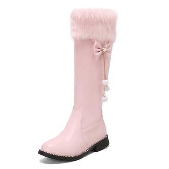 Generic Bottes de neige confortables &agrave; talon plat pour femme - Bout rond - Fermeture &eacute;clair lat&eacute;rale, rose, 40.5 EU