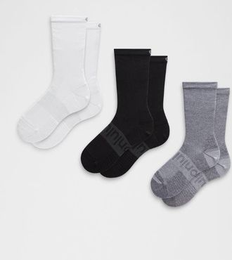 lululemon Chaussettes montantes Power Stride unisexes Lot de 3 - Blanc/Gris/Noir - Taille L