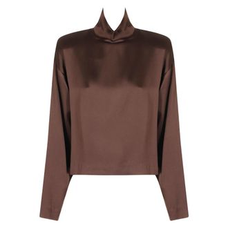 Federica Tosi Satinbluse - - Blouses & Shirts - Damen - Braun - S