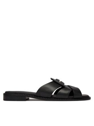 Tommy Hilfiger Pantoletten Leather Crest Square Toe Sandals FW0FW09126 Schwarz