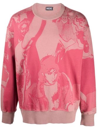Diesel sweat &agrave; imprim&eacute; graphique - Rose