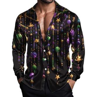 Generic Costume de carnaval pour homme - Chemise &agrave; manches longues - Chemise d&eacute;t&eacute; &agrave; manches longues - Respirante - L&eacute;g&egrave;re - Chemise de plage &agrave; revers - Chemis