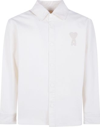 Ami Overshirt With Knitted Ami De Coeur