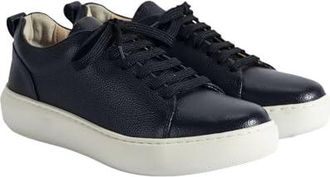 Desa Baskets pour Femme - Tige et Doublure en Cuir, Fermeture &agrave; Lacets, Talon Plat, Respirantes et imperm&eacute;ables | Bleu fonc&eacute; - 38