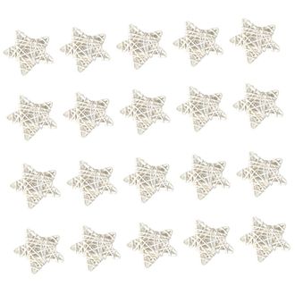 Cabilock 20 St&uuml;ck Rattan Sterne 6cm Sternf&ouml;rmig Dekoration H&auml;ngend F&uuml;r Weihnachten Hochzeit Party Wohnraum Accessoires