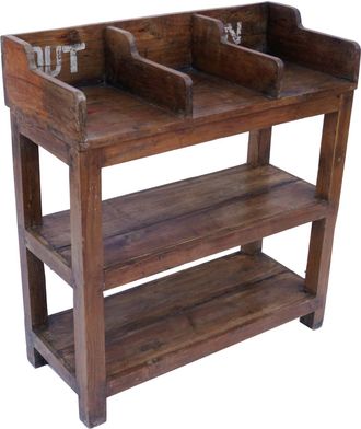 Guru Shop Rustikales B&uuml;cherregal, K&uuml;chenregal, Massivholz, Vintage Look - Modell 13, 91x83x36 cm