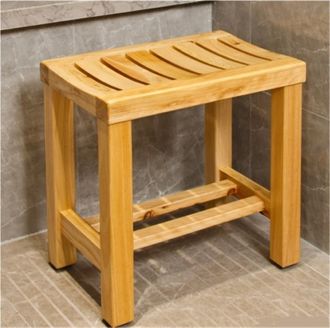 Generic Teak-Duschbank, wasserdichte Bambus-Duschbank for die Innendusche, Kleiner Holzstuhl, Duschbadesitz for Kinder, for den Innen- und Au&szlig;enbereich