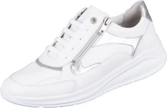 Solidus Solicare Soft Chaussures basses en cuir stretch pour femme - Semelle intérieure amovible, Vitello Vitello Stretch City Blanc/argenté, 38 EU XX-Large