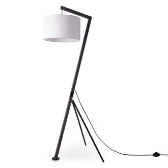 Paco Home Stehlampe Wohnzimmer Holz Standleuchte Leselampe Deko Stehleuchte B&uuml;ro E27 Fassung Vintage Stoff Lampenschirm Modern Stativ Bogenlampe