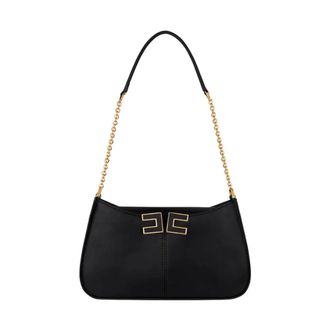 Elisabetta Franchi Femme, Sacs, Noir, Taille: ONE Size Sac port&eacute; &eacute;paule avec d&eacute;tail logo
