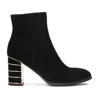 Kazar Wildlederstiefel mit dekoriertem Absatz - - Shoes - Damen - Schwarzk - 40 EU