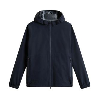 Woolrich Blaue Kapuzenrei&szlig;verschlussmantel - - Jackets - Herren - Blau - XL