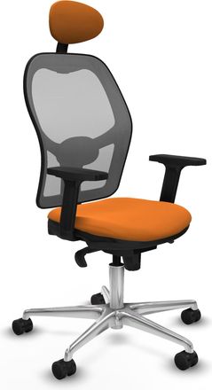 Piqueras y Crespo Schreibtischstuhl Orange Jorquera mit 2D-Armlehnen, h&ouml;henverstellbarer Lendenwirbelst&uuml;tze und festem Kopfteil, ausgestattet mit 5 Positionen und injiz