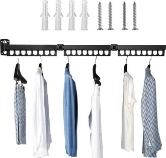Generic Wandmontierter Kleiderbügel, Wäscheständer, platzsparend, starke Tragkraft für Balkon, Badezimmer