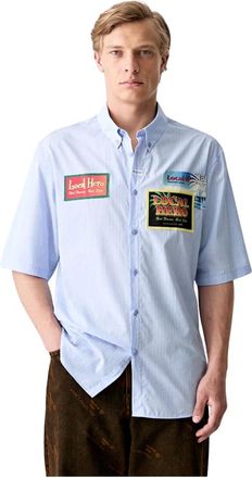 Martine Rose Homme, Chemises, Bleu, Taille: XL Chemise &agrave; rayures diplomatiques