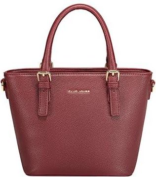 David Jones Mini Sac à main Femme Similicuir - Taille Mini - Avec Bandoulière amovible - Classique Chic Elegant Ville (Bordeaux)