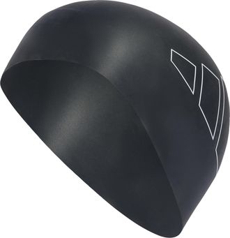 adidas Unisex Logo Swim Cap, Black/White, One Size