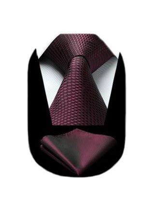 Hisdern Cravates Bourgogne de Mariage Solide Cravate et Pochette Homme Cravates Classiques Cravate Homme &eacute;l&eacute;gante pour Soir&eacute;e daffaires