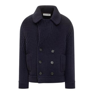 Lanvin Oversized Woll-Pea Coat - - Knitwear - Herren - Blau - S/M