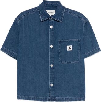 Carhartt Work in Progress Homme, Chemises, Bleu, Taille: M Lovilia Short Sleeve Denim Shirt
