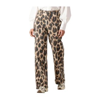 Refined Department Leopardenmuster Weite Hose - - Trousers - Damen - Braun - L