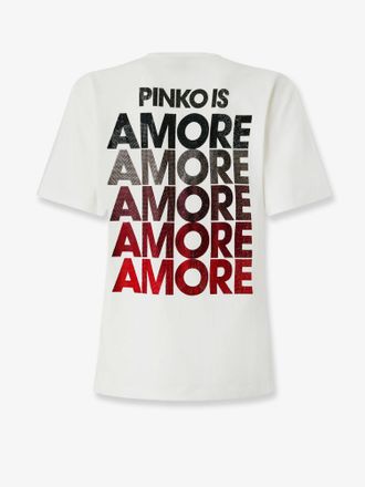 Pinko Womens Cotton T-Shirt With Logo White T-Shirts & Jerseys