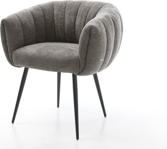 DELIFE Esszimmerstuhl Jada-Flex Boucl&eacute; Soft Schlamm 4-Fu&szlig; konisch Schwarz Taschenfederkern, Esszimmerst&uuml;hle