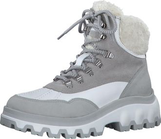 Tamaris Damen Schn&uuml;rstiefel, Frauen Stiefel,Wechselfu&szlig;bett,DUOtex,wasserabweisend,warm gef&uuml;ttert,Winterschuhe,LT.Grey/White,40 EU