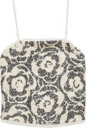 Comma Blusentop Bluse Bandeau-Top mit Pailletten