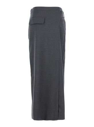 Low Classic Womens Grey Skirt With Waist Belt Fabric