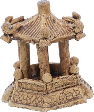Garneck Japanische Miniatur Hexagon Pavillon Figur Keramische Dekoration Klassische Architektur Vielseitig für Bonsai Aquarium Terrarium Asiatisches Micro Lan