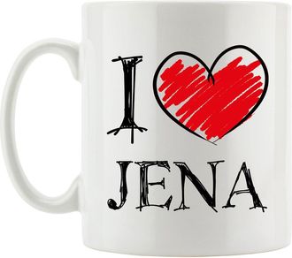 Pixxprint I Love JENA Fun Tasse, ca. 300ml Fassungsvermögen, Keramik Weiß, Spülmaschinenfest