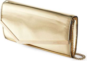 Jimmy Choo London Womens Envelope Clutch Emmie Metallic Fabric Bags