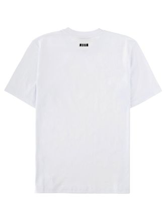 Msgm Logo-Embroidered Cotton T-Shirt - White