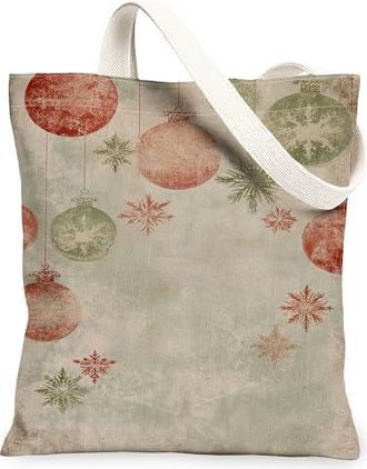 Generic Sacs fourre-tout en toile pour d&eacute;corations de No&euml;l, vintage, rustique, sacs d&eacute;picerie, r&eacute;utilisables, l&eacute;gers et lavables, vert, 13x15 Inch