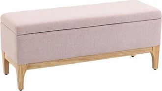 HOMCOM Banc de Rangement, Coffre de Rangement avec Couvercle Amovible Style scandinave, Bout de lit en Tissu Lin, 110 x 39 x 45 cm, Rose