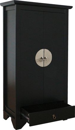 Landscape Hochzeitsschrank, Schwarz, Holzwerkstoff, 3 F&auml;cher, 1 Schubladen, 75x140x40 cm, Wohnzimmer, Wohnw&auml;nde, Vitrinenschr&auml;nke