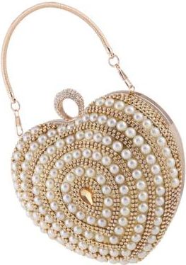 Yarnow Sac de Soir&eacute;e Femme Forme Coeur &Eacute;l&eacute;gant avec Pierres Brillantes Pochette L&eacute;g&egrave;re pour D&icirc;ner Mariage et F&ecirc;te