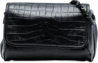 Saint Laurent Bauchtaschen - Croc Embossed Leather Niki Belt Bag - Gr. ONE SIZE - in Schwarz - f&uuml;r Damen