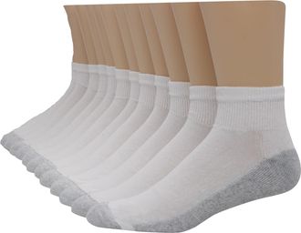 Hanes Mens 12 Pack Big and Tall Ankle Socks, White, 12-14