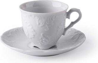 Excelsa 64545 Elisa Rococò Set aus 6 Kaffeetassen mit Untertassen, Porzellan