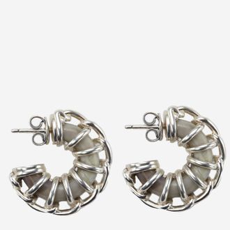 Bottega Veneta Womens Weave Earrings Silver Sterling