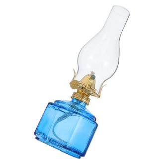 BESPORTBLE Vintage Petroleumlampe mit Dickem Glas und Metallflammenregler Winddichte &Ouml;llampe f&uuml;r Innen und Au&szlig;en Dekorative Blaue Kerosinlaterne f&uuml;r Notbeleuchtu